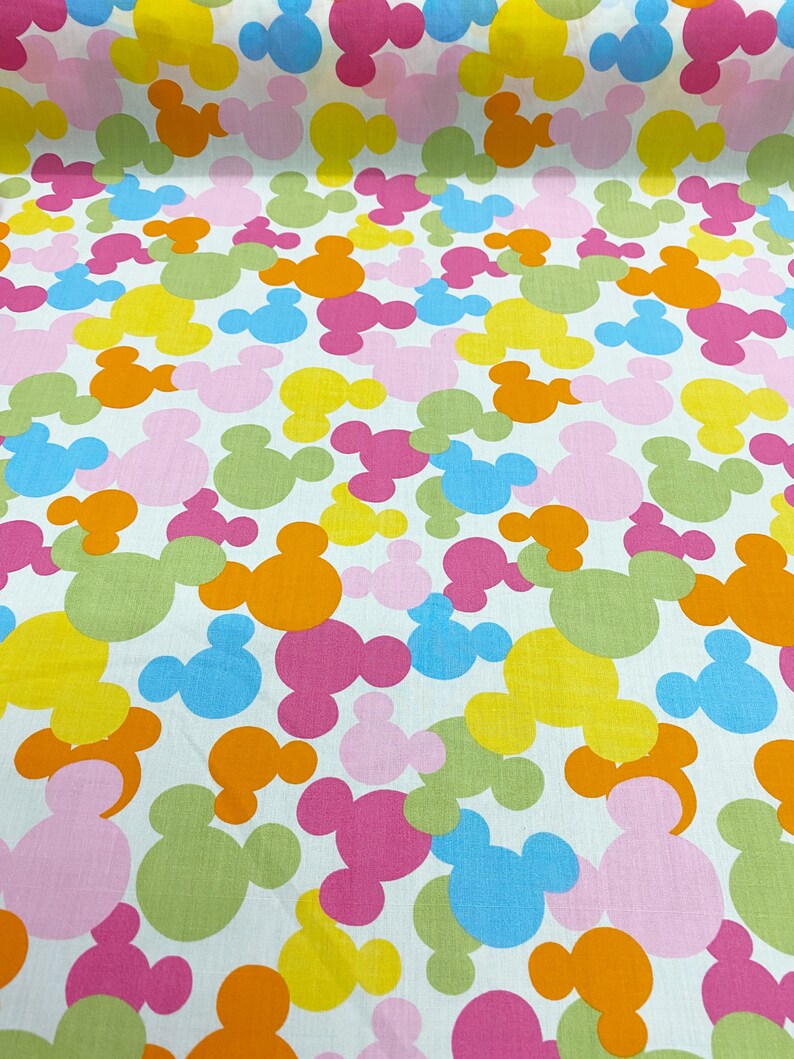 Mickey Mouse Multi-Color Prints Fabric Material 44W BTY | Etsy