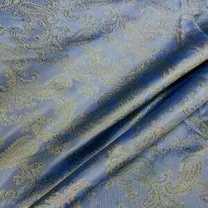 Blue & Gold Paisley Jacquard Cupro Bemberg Lining Fabric 60"w BTY - Etsy