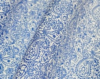 Blue Paisley Fabric | Etsy