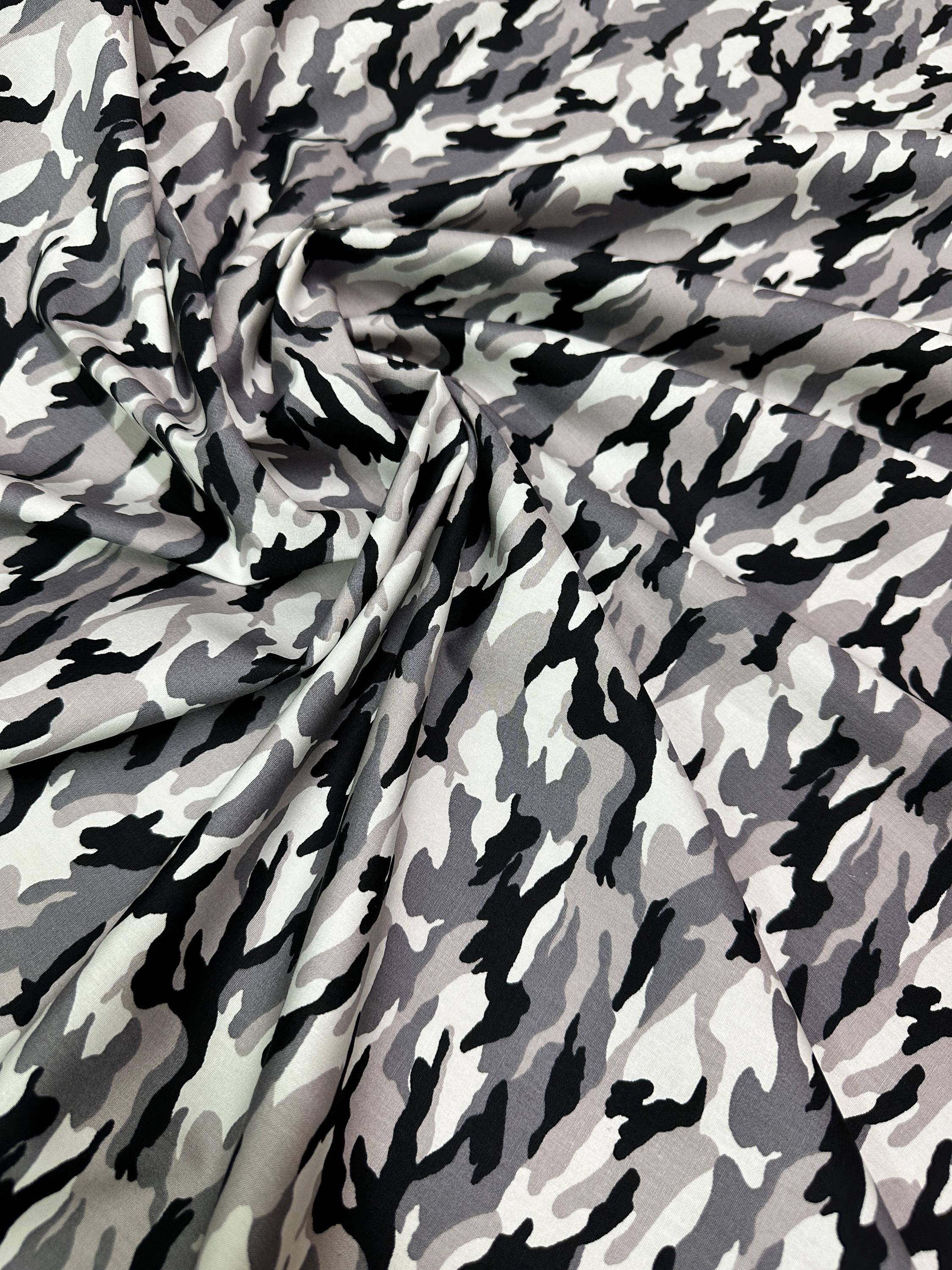 Gray Camo Print Fabric 100 Cotton Army Camouflage Material Etsy