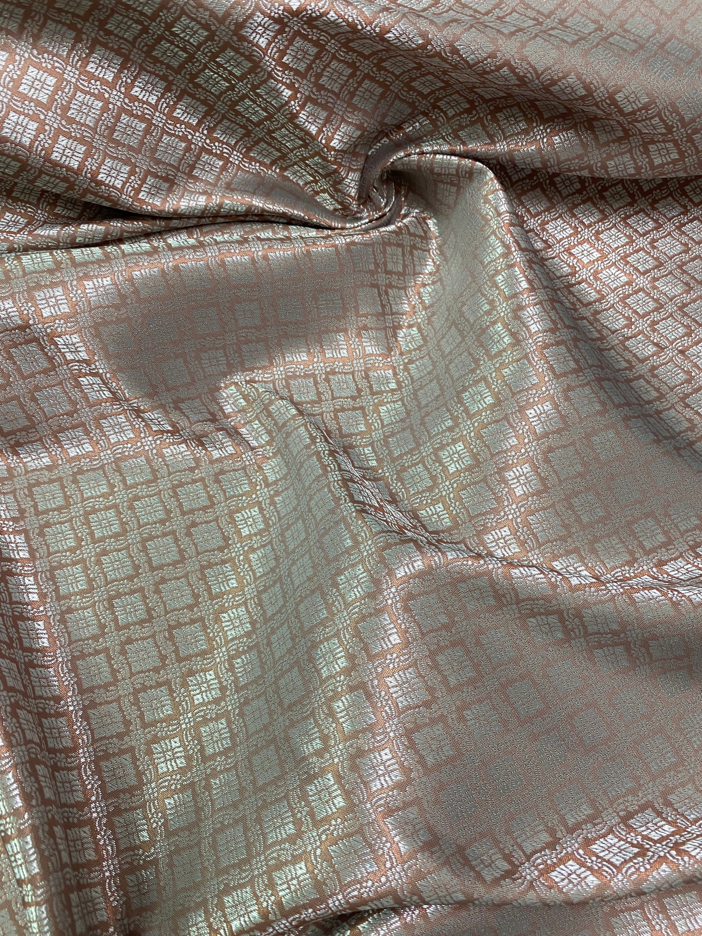 Thai-laos Traditional Silk Fabric: Copper Brown & Silver Gray for ...