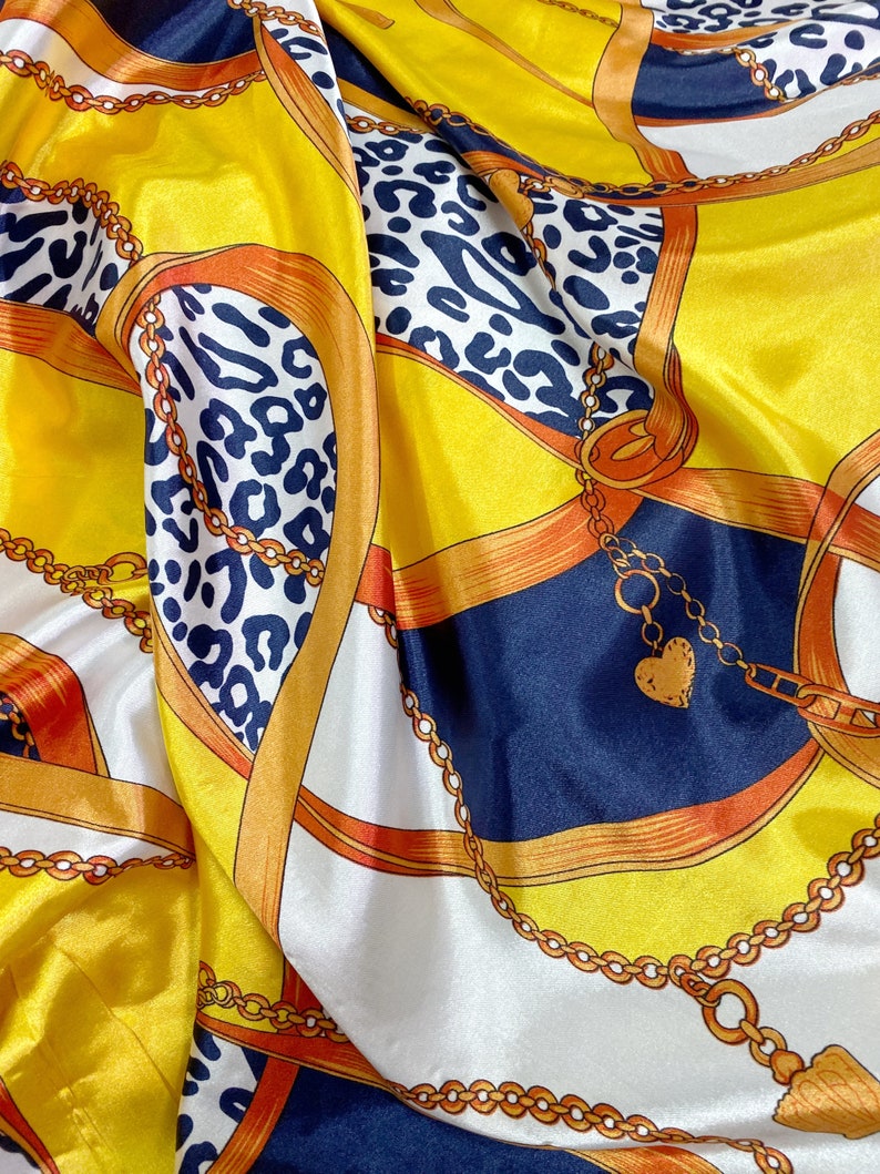 Leopard & Chains Animal Prints Faux Silk Satin Fabric - Etsy