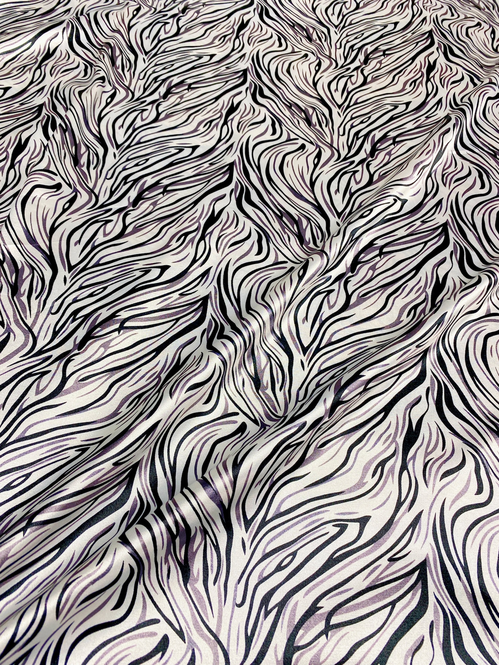 Zebra Animal Print Faux Silk Satin Fabric Material White | Etsy
