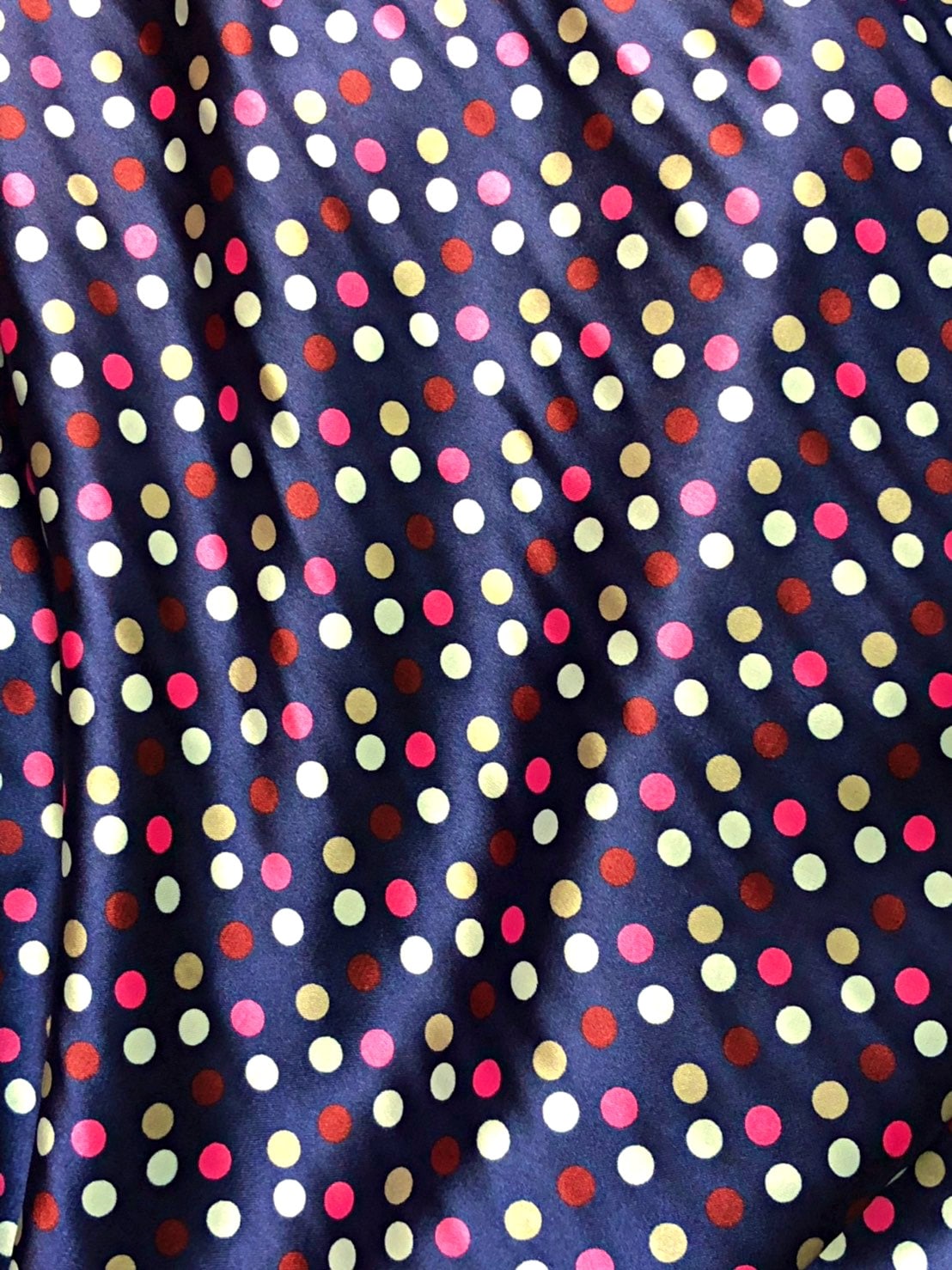 Smooth Polka Dots Dark Blue Pink Multi-color Faux Silk Satin | Etsy