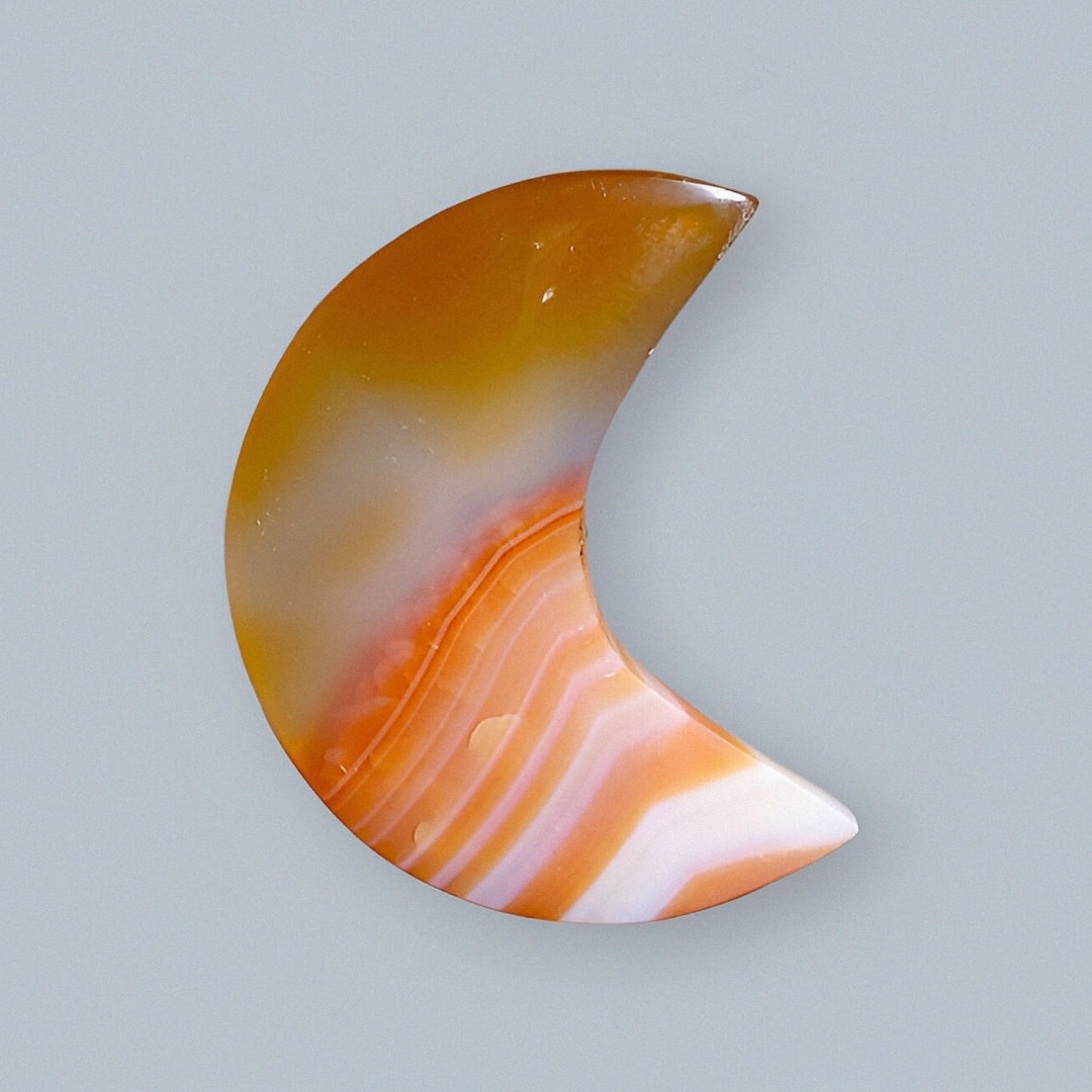 Banded Agate Crescent Moon, Indonesia Agate Gemstone, Loose Gemstone ...