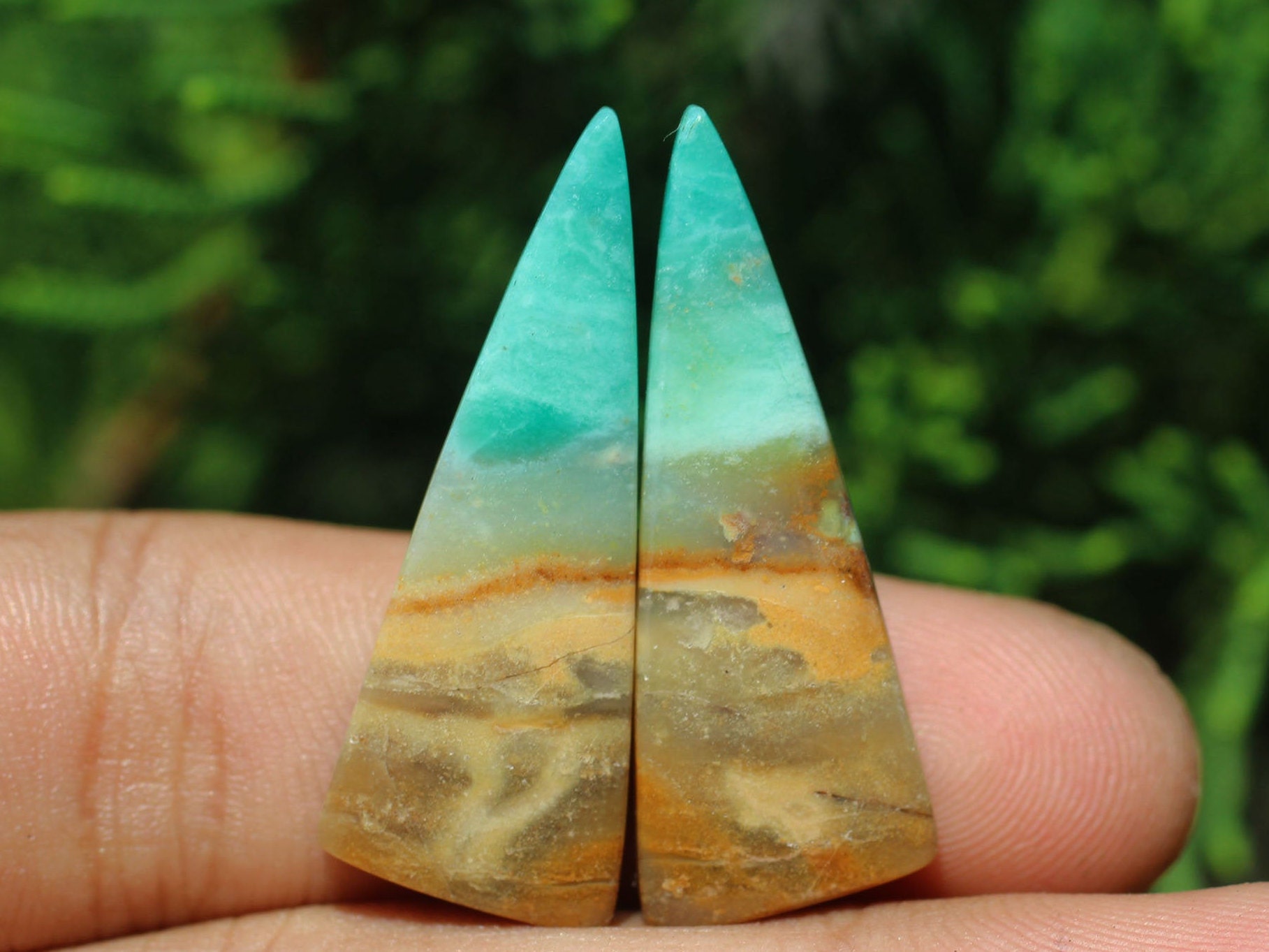 Indo Blue Opal Wood Pairs Lots for earring jewelry | Etsy