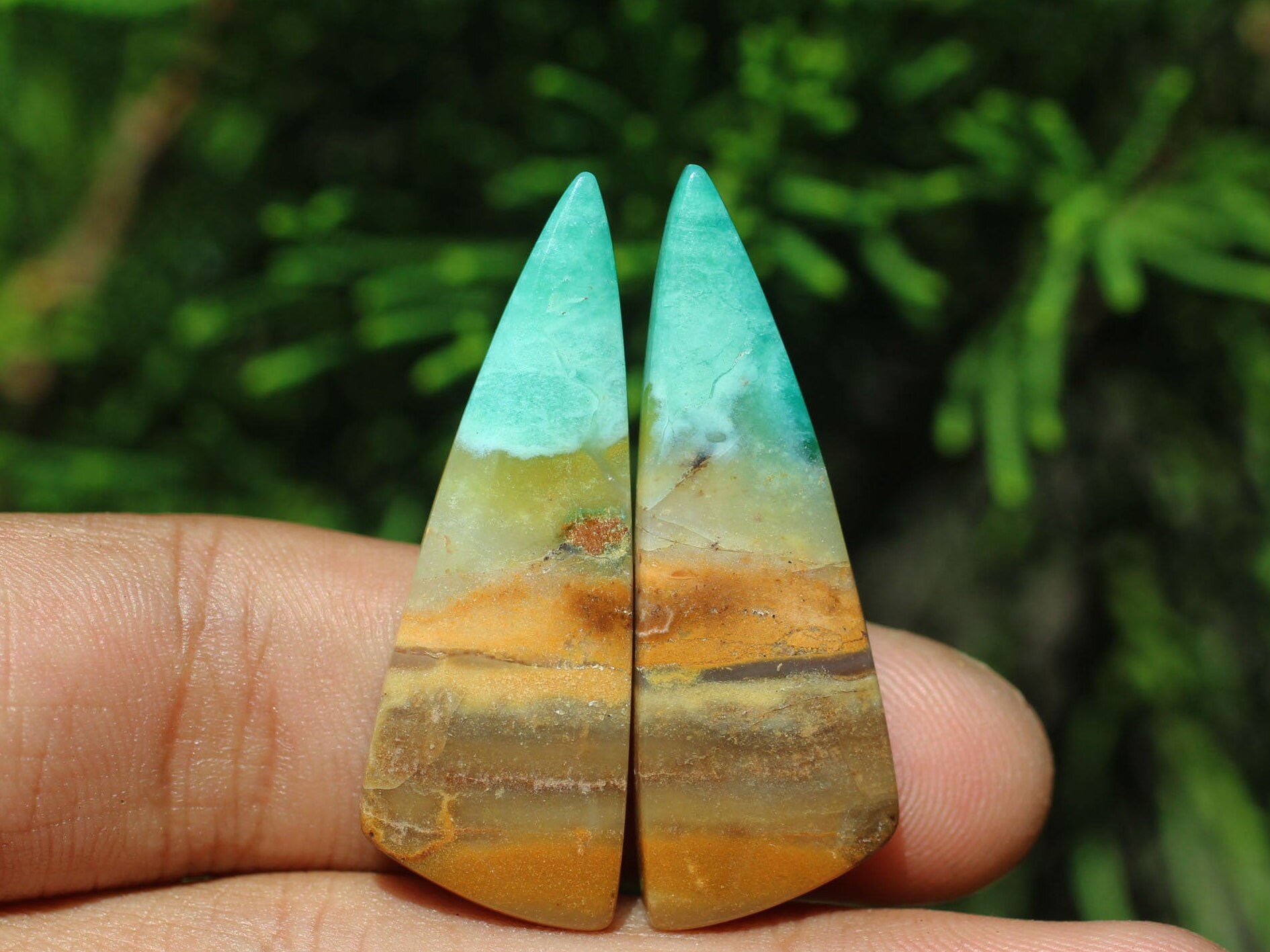 Indo Blue Opal Wood Pairs Lots for earring jewelry | Etsy