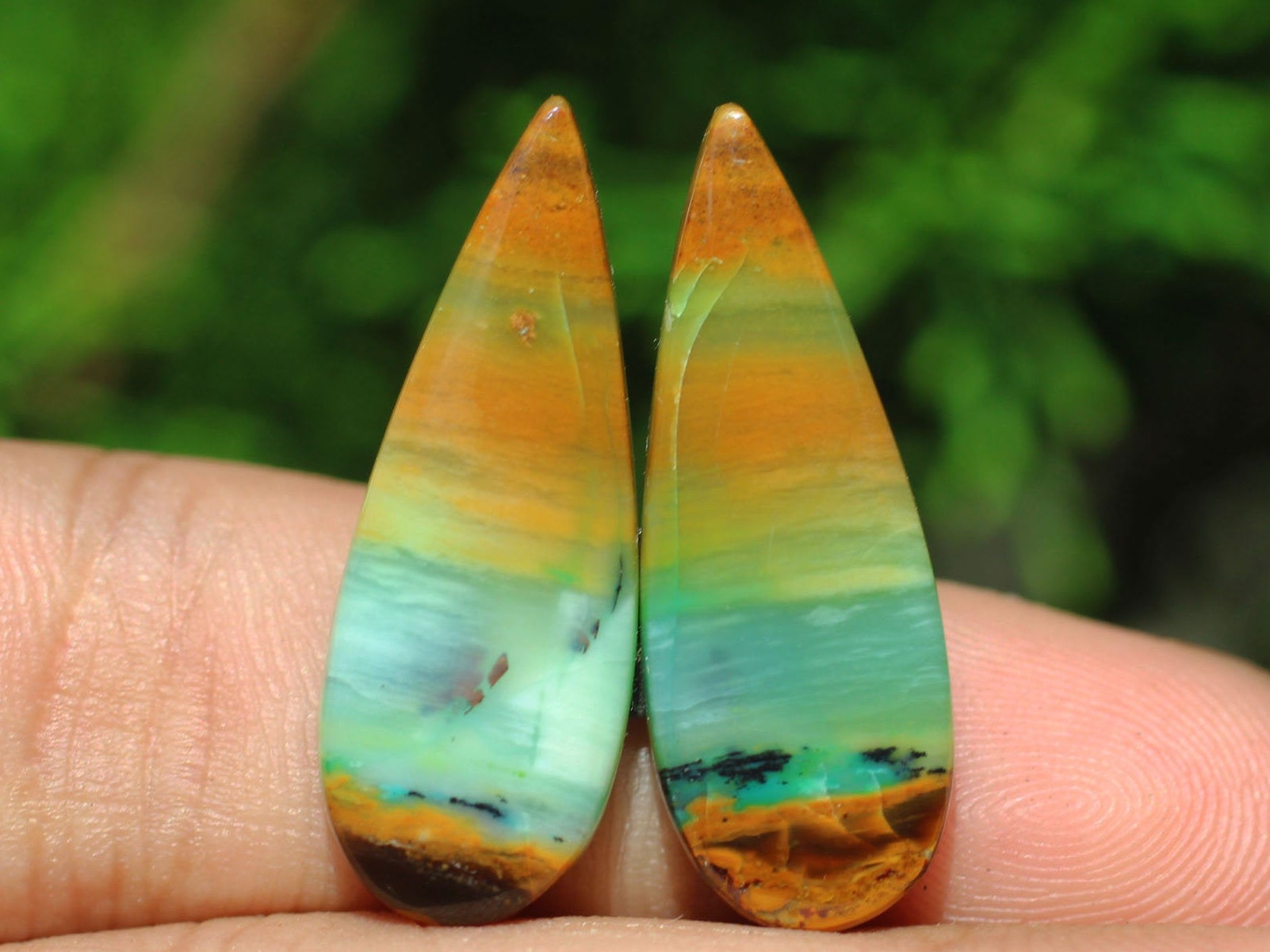 Indo Blue Opal Wood Pairs Lots for earring jewelry | Etsy