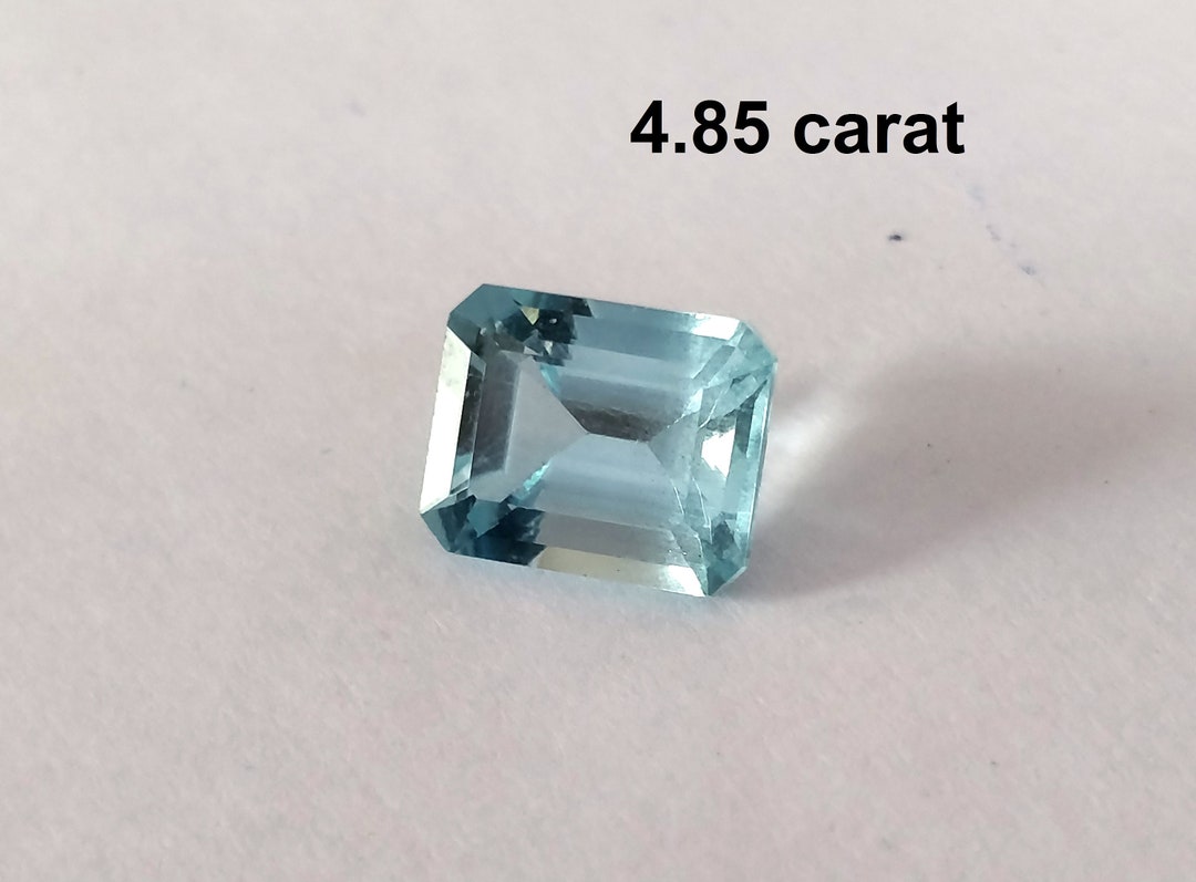 Deep Blue Natural Aquamarine Emerald Cut Stone, 9x11 Mm Emerald Cut ...