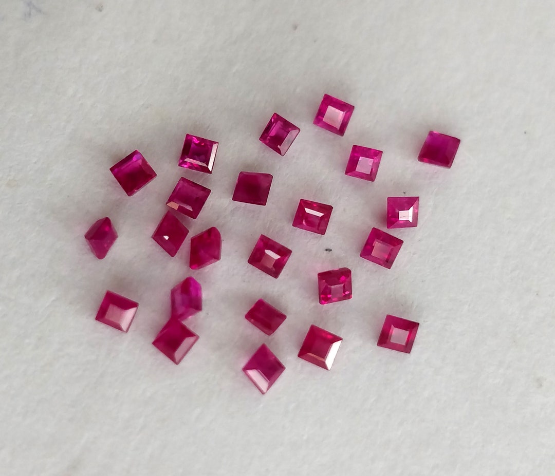 2 Mm Natural Burma Ruby Square Cut Lot Square Shape Loose Rubies ...