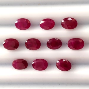7x5 Mm Faceted Oval, Natural Burma Ruby Gemstones, Untreated Genuine ...