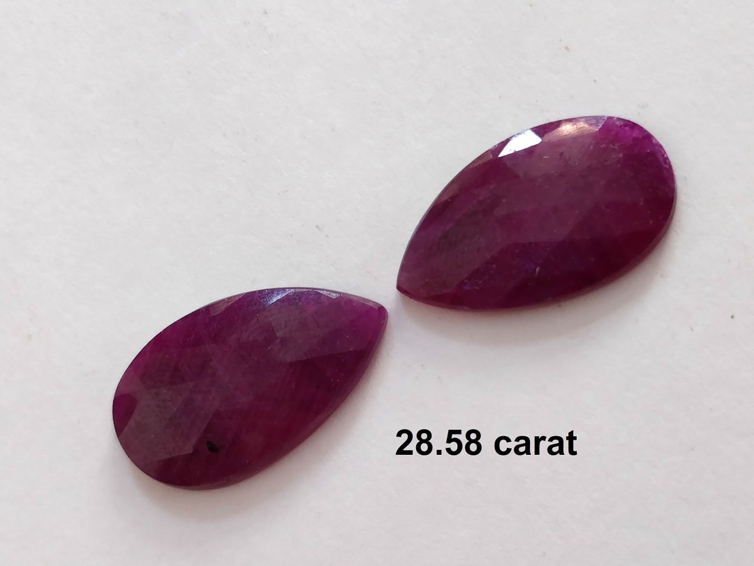 Natural Burma Ruby Rose Cut Pair Pear Shape Faceted Ruby Matching ...