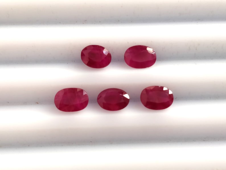 7x5 Mm Faceted Oval Natural Burma Ruby Gemstones Untreated - Etsy