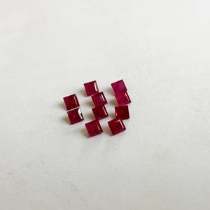 Natural Burma Ruby Square Gemstones Lot, 3.50 Mm Square Cut Ruby ...