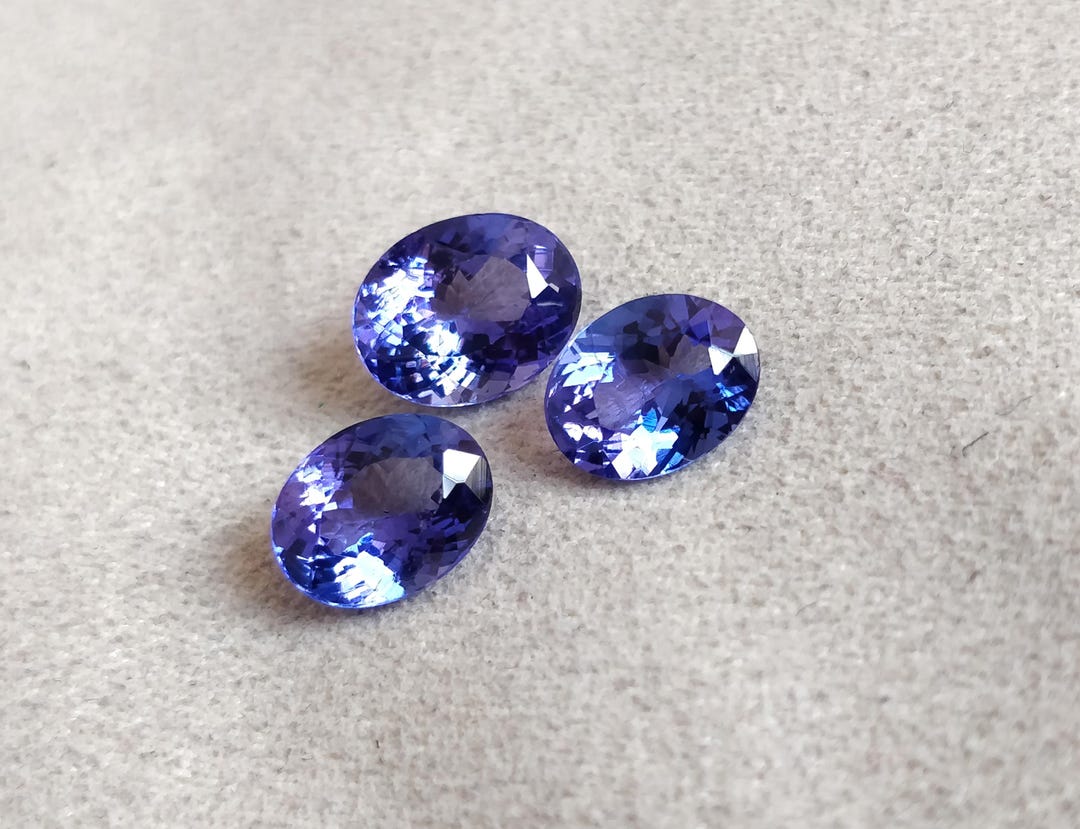 Oval Cut Natural Tanzanite Matching Stones 3 Pc Set, 10x8 Mm and 9x7 Mm ...