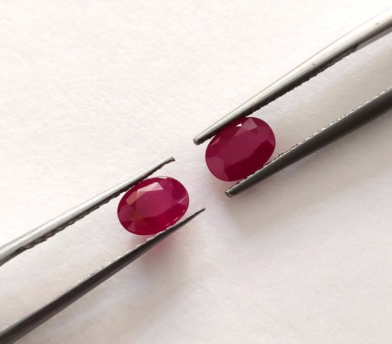 7x5 Mm Faceted Oval, Natural Burma Ruby Gemstones, Untreated Genuine ...