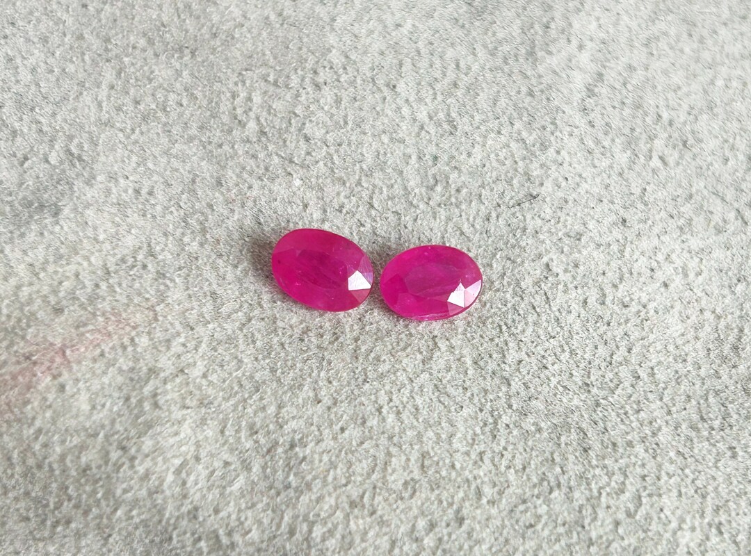 Genuine Red Ruby 7x5 Mm Faceted Oval Matching Pair, Natural Burma Ruby ...