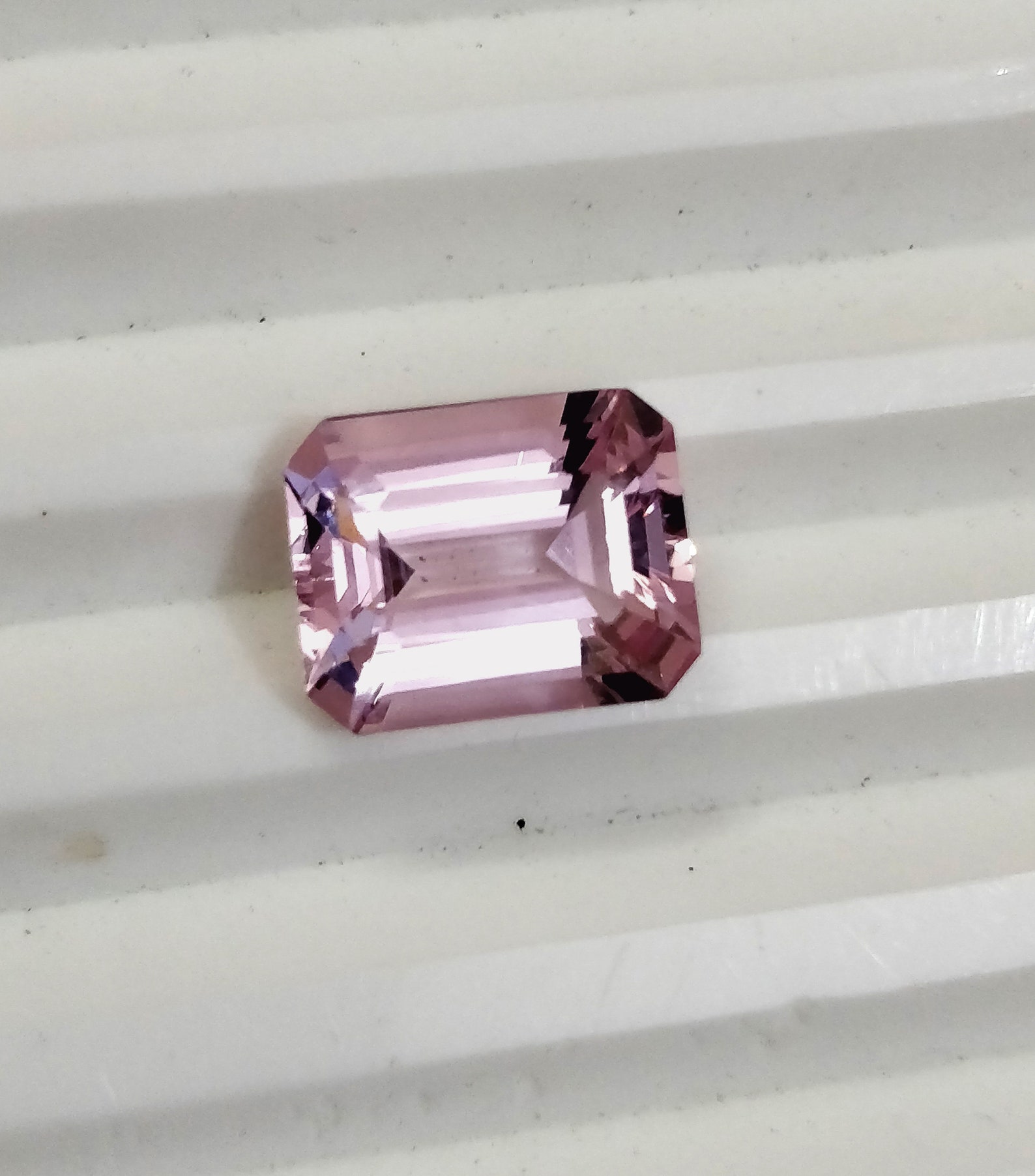 9 x 7 mm Emerald cut Natural Pink Morganite Ring Gemstone | Etsy