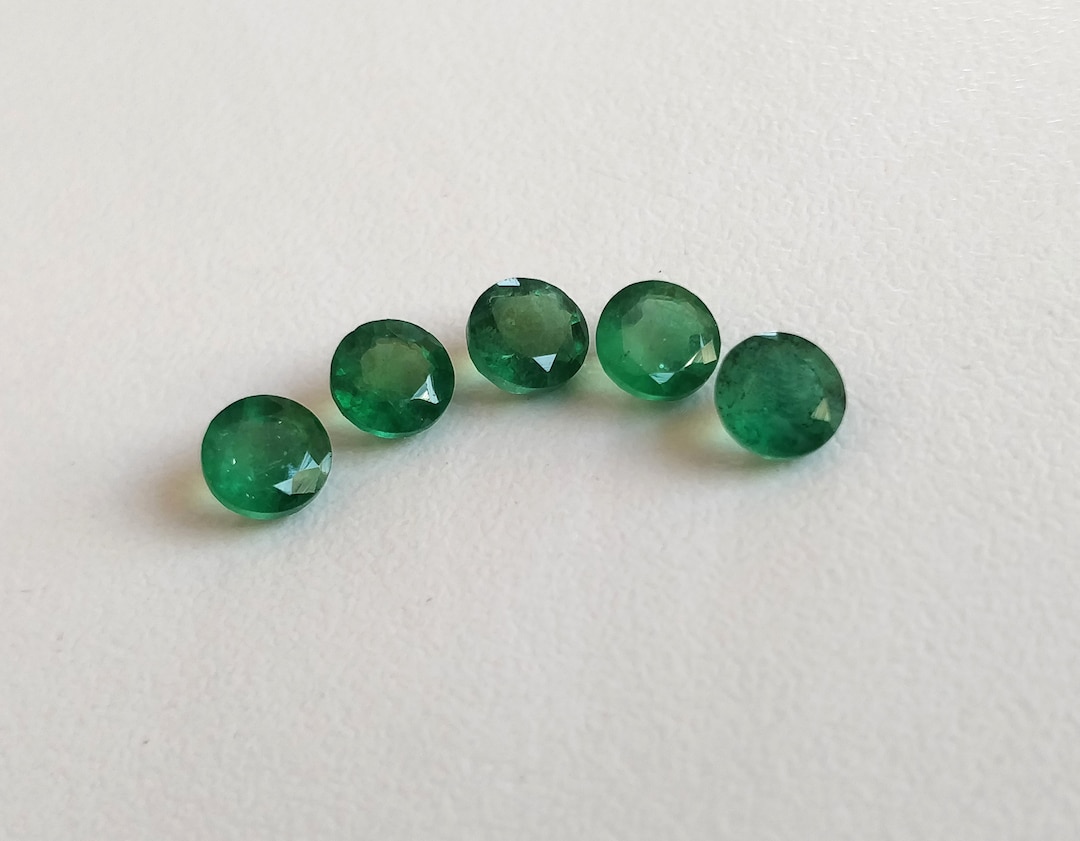 5 Mm Round Cut Emerald 5 Pieces Lot, Natural Zambian Emerald Round ...