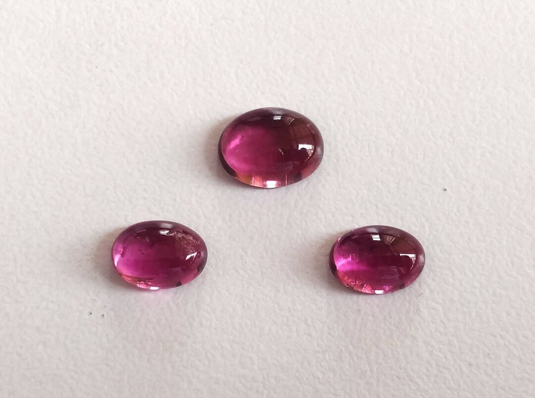 7×5, 8×6 Mm Deep Pink Natural Rubellite Oval Cabochon Matching ...