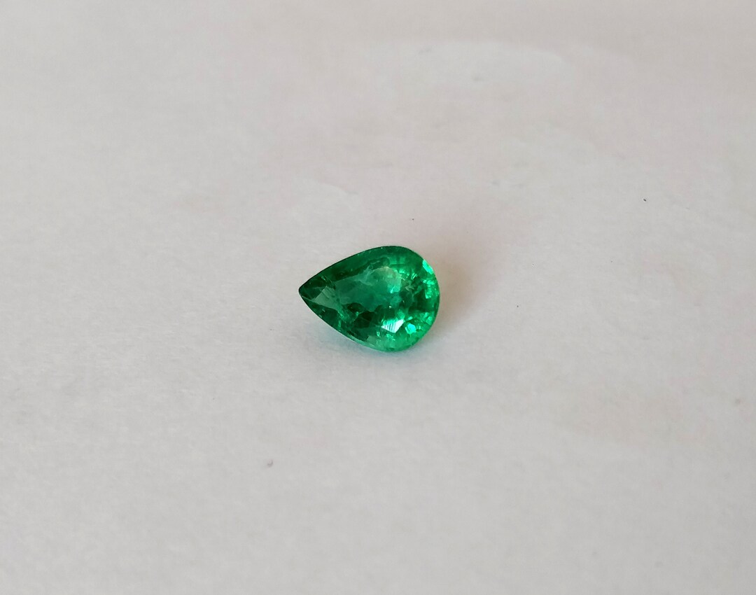 Pear Cut Natural Zambian Emerald, Deep Green Loose Emerald 8x6 Mm Pear ...