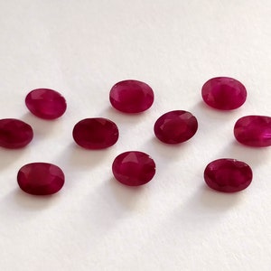 7x5 Mm Faceted Oval, Natural Burma Ruby Gemstones, Untreated Genuine ...