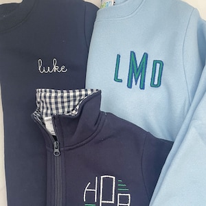 Fleece Pullover, Fleece Lined Monogram Pullover, Monogram Sweatshirt ...