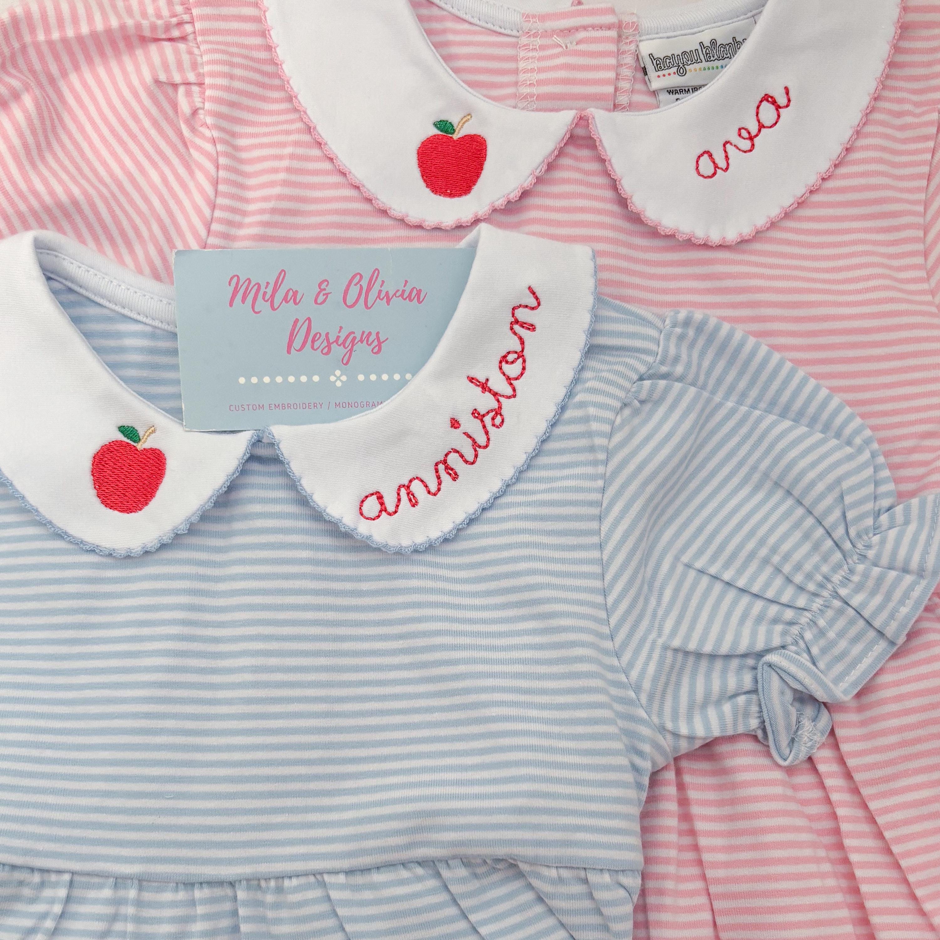 Monogrammed Back to School Dress, Apple Collar - Etsy