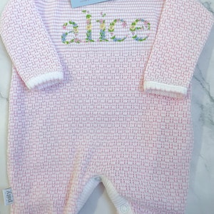 Pink Floral Baby Girl Monogram Gown or Romper, Paty Gown Monogram, Paty ...