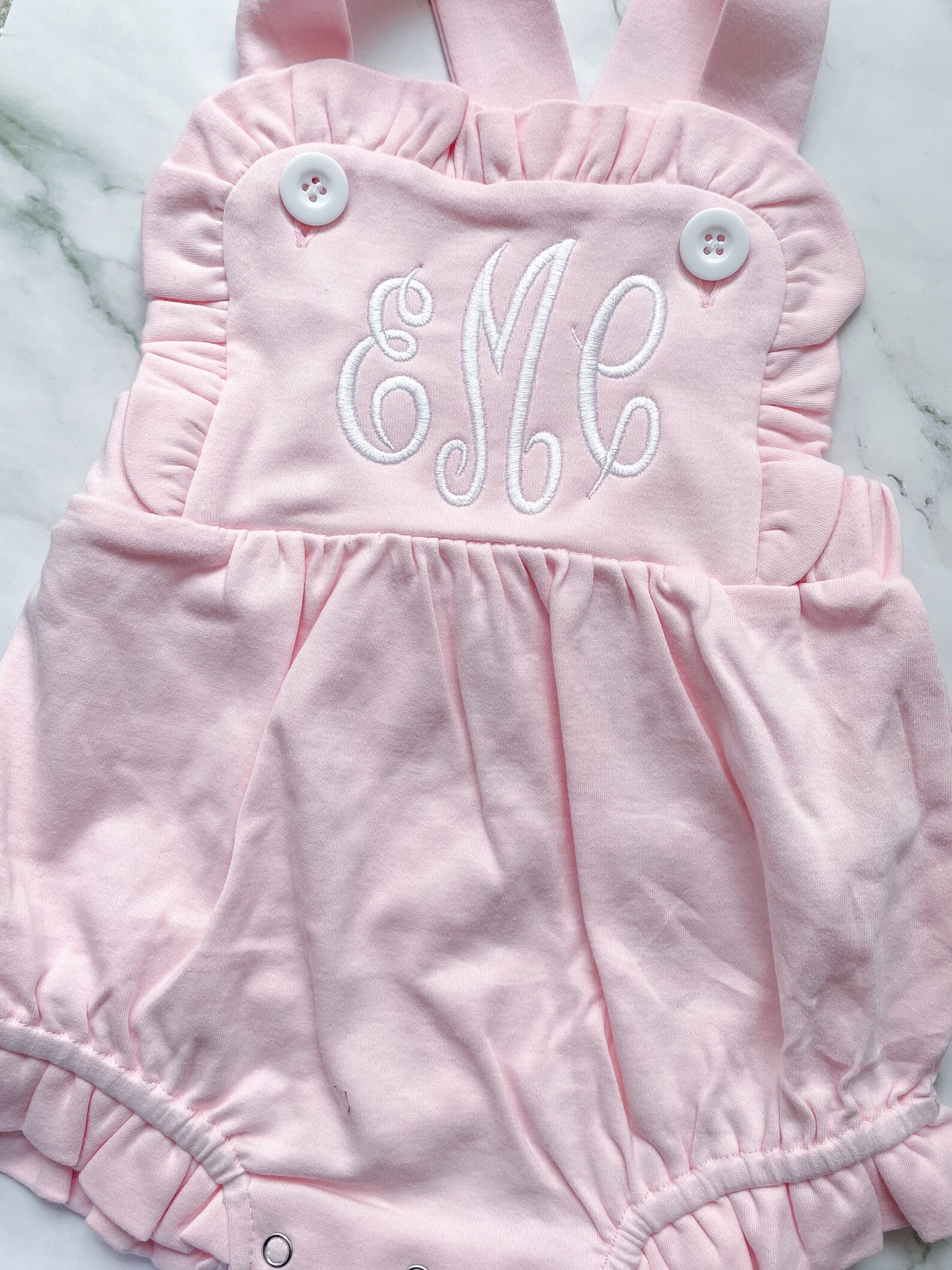 Embroidered Monogram Baby Girl Sun Bubble Romper, Baby Shower Gift - Etsy