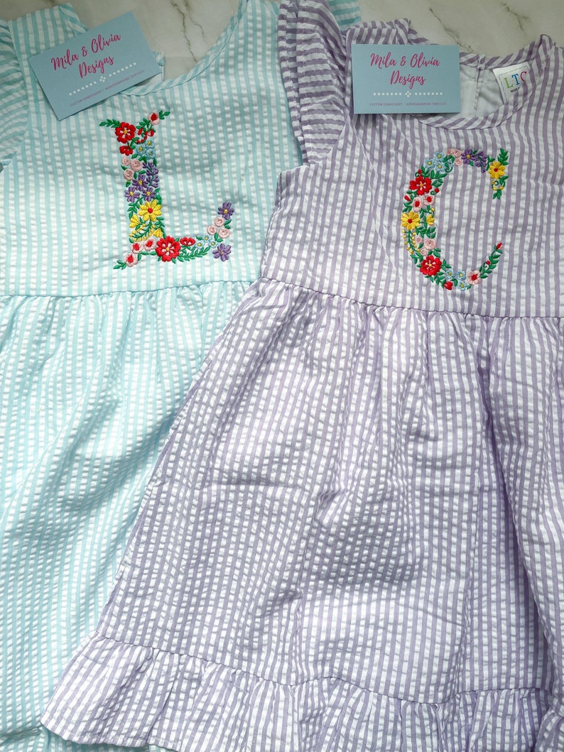 Floral Letter Monogram Striped Dress - Etsy