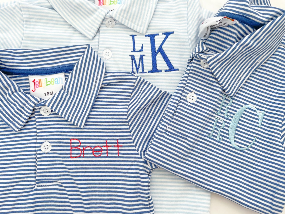 Striped Monogram Polo Monogrammed Toddler Polo Polo - Etsy