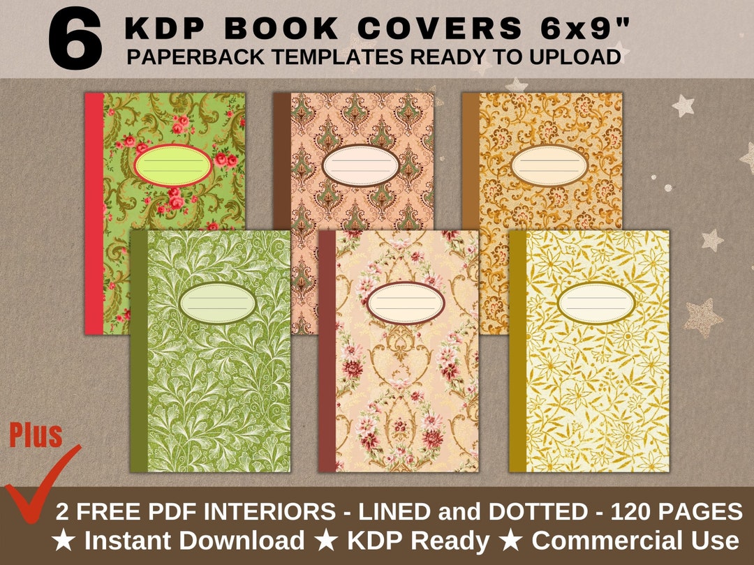 6x9 KDP PAPERBACK Book COVER Template Set for Journal - Etsy
