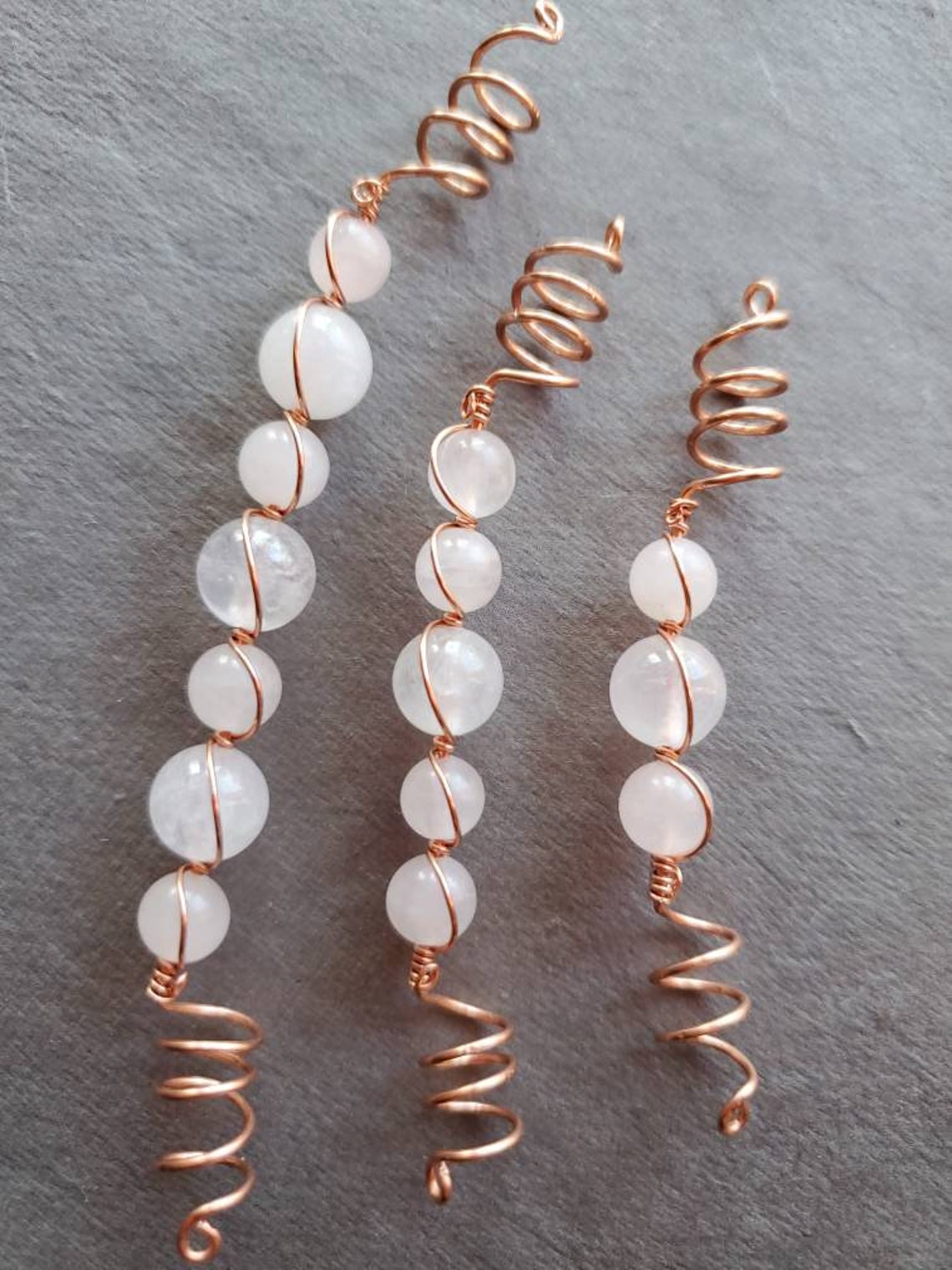 Rose Quartz hair coil/ crystal hair coil/dread coil hair coil | Etsy