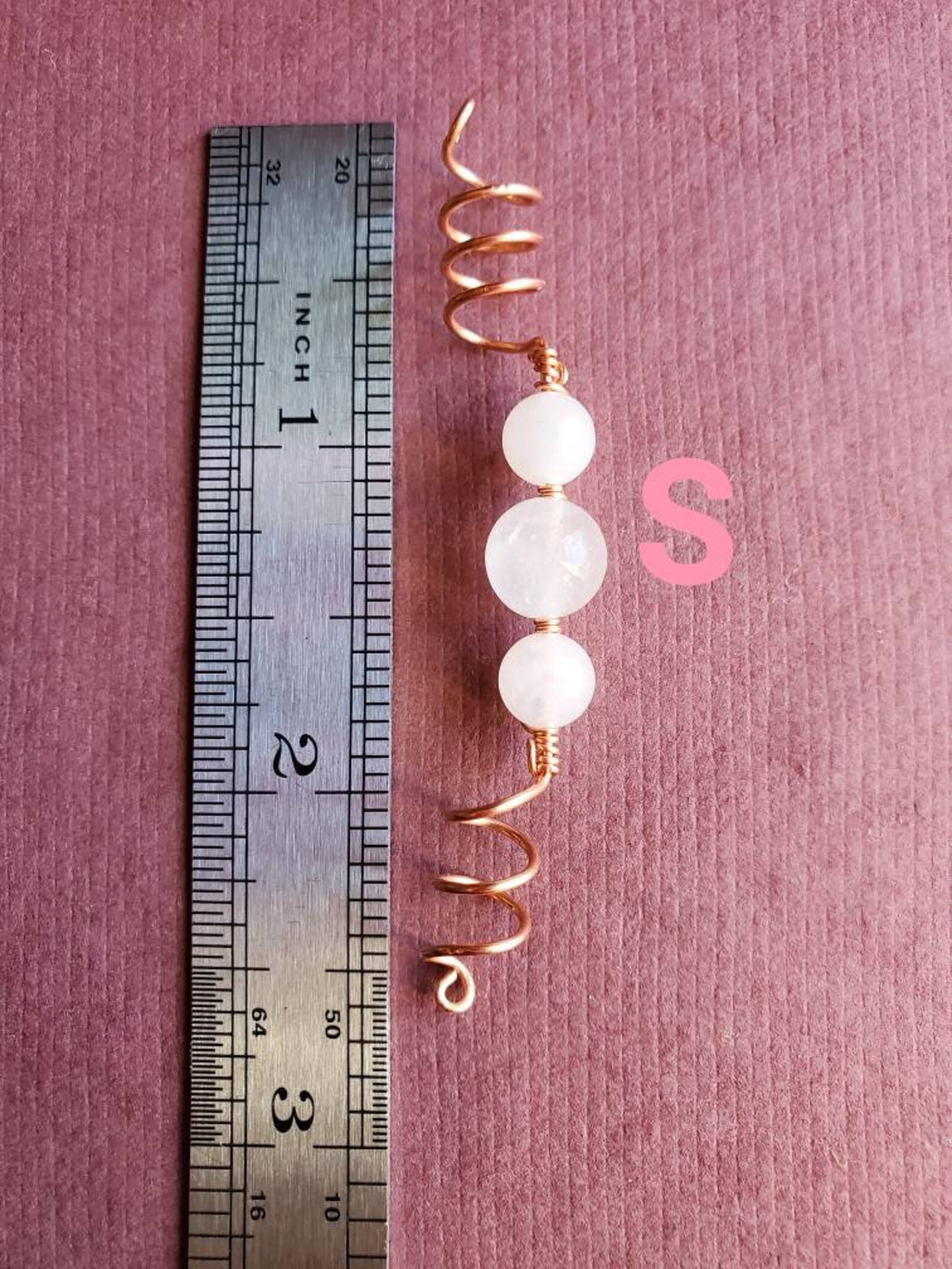 Rose Quartz hair coil/ crystal hair coil/dread coil hair coil | Etsy