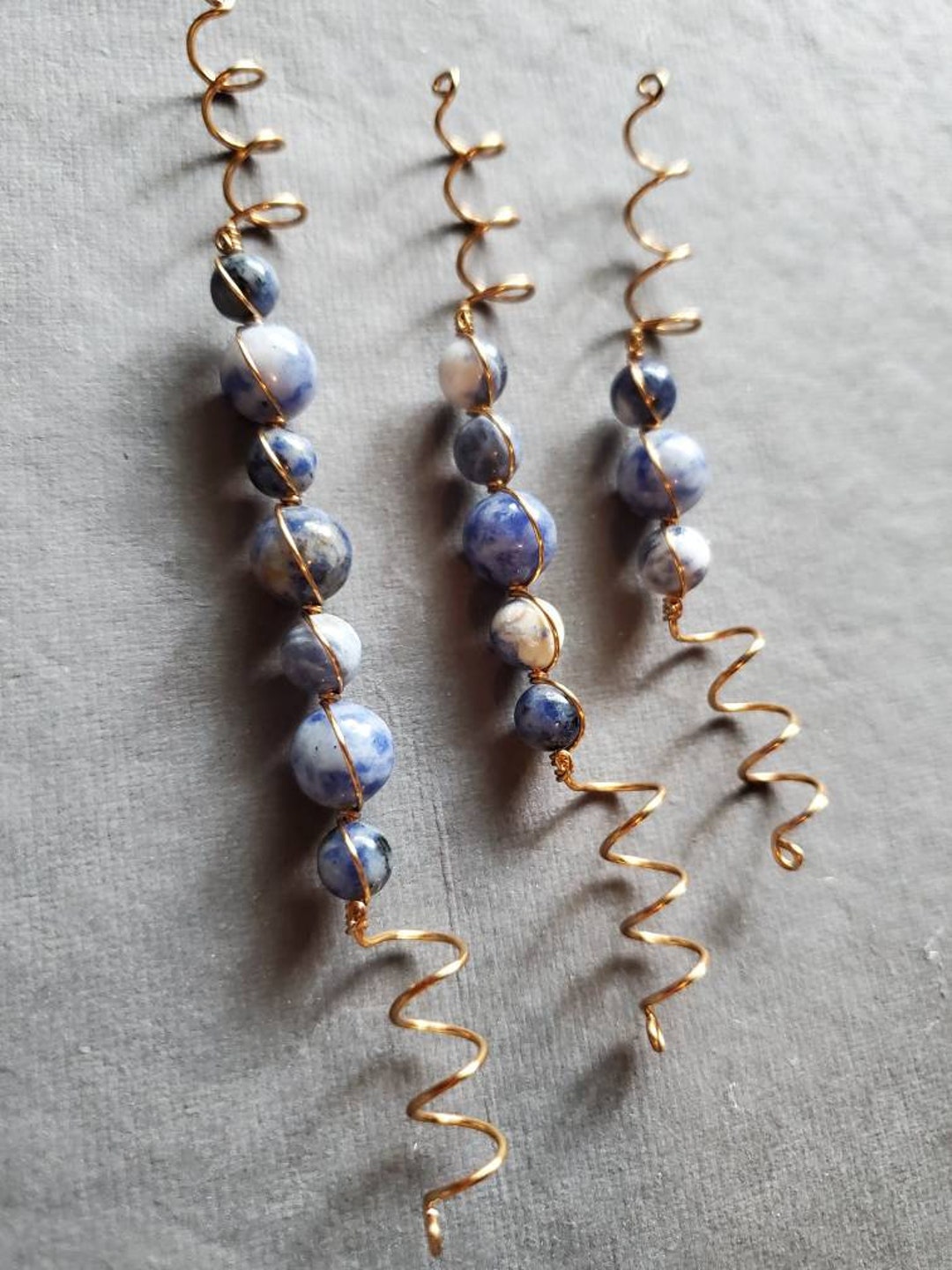 Sodalite Coil/ Crystal Hair Coil/ Hair Coil /hair Wrap/ Loc Jewelry ...