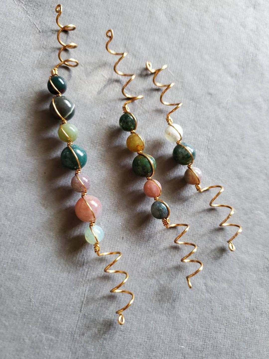 Fancy Jasper Coil/ Crystal Hair Coil/braid Coil/ Hair Coil /hair Wrap ...