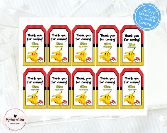 Printable Pokemon Thank You Template Pokemon Birthday Invitation,