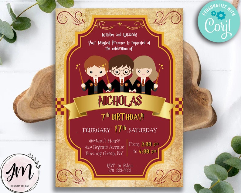 Editable Wizard Birthday Invitation for Boy & Girl Kids - Etsy