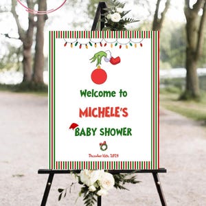 Grinch Baby Shower Welcome Sign Grinchmas Baby Shower Christmas Baby ...