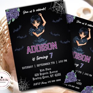 Editable Wednesday Birthday Invitation Template Printable Wednesday ...