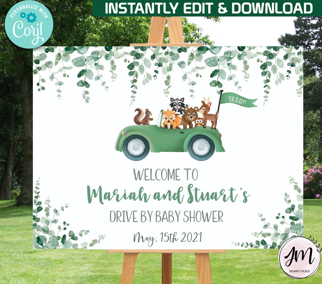 EDITABLE Drive by Baby Shower Welcome Sign Drive Through Baby Shower ...