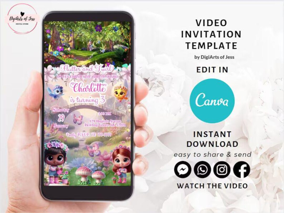 Editable Enchanted Forest Fairy Birthday Invitation Template Instant ...