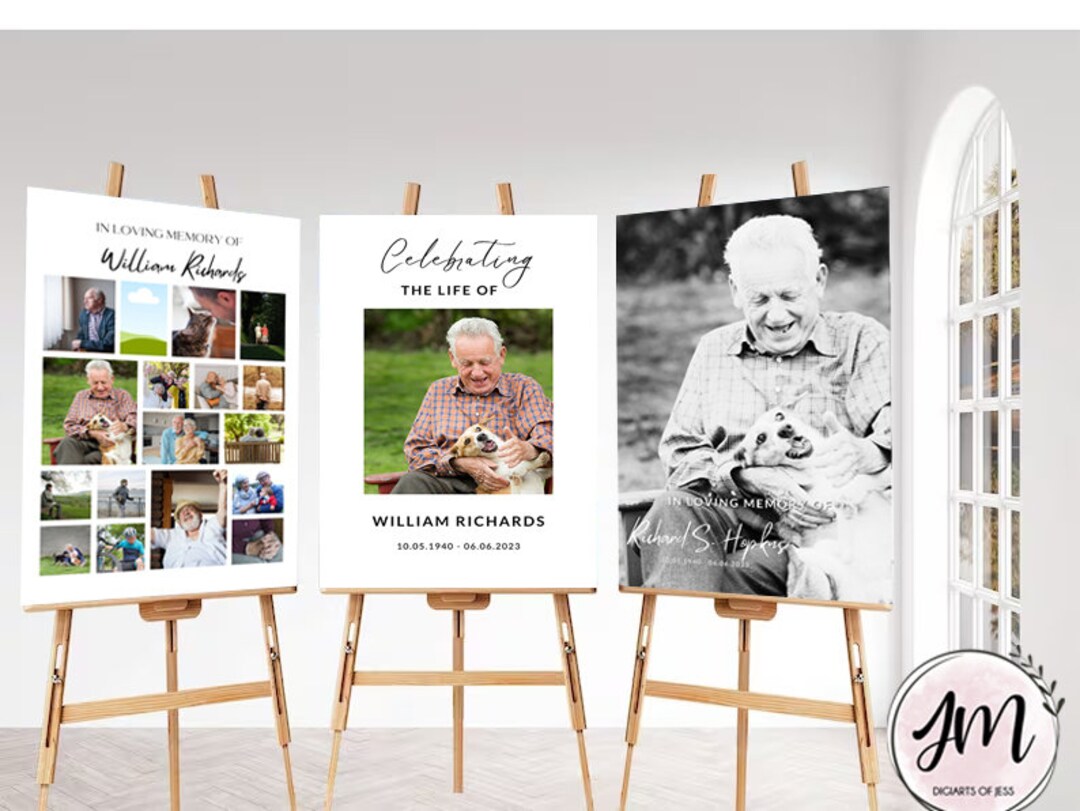 Funeral Photo Collage Poster Templat Set, Celebration of Life Poster ...