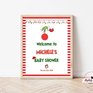 Grinch Baby Shower Welcome Sign Grinchmas Baby Shower Christmas Baby ...