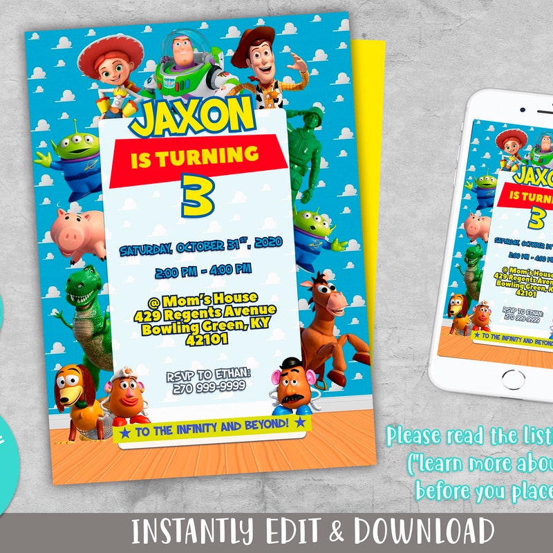 Toy Story Invitation - Etsy