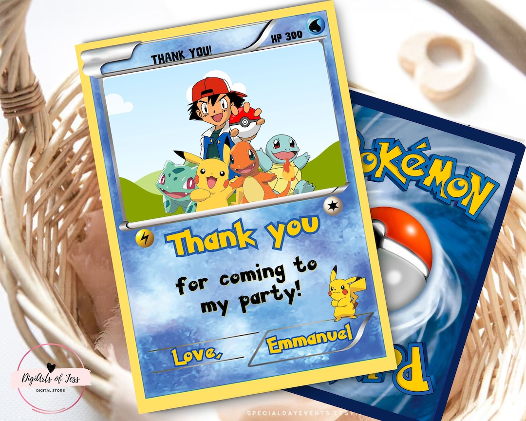 Pokemon Thank You Card | Editable Pokemon Tag Thank You | Pikachu ...