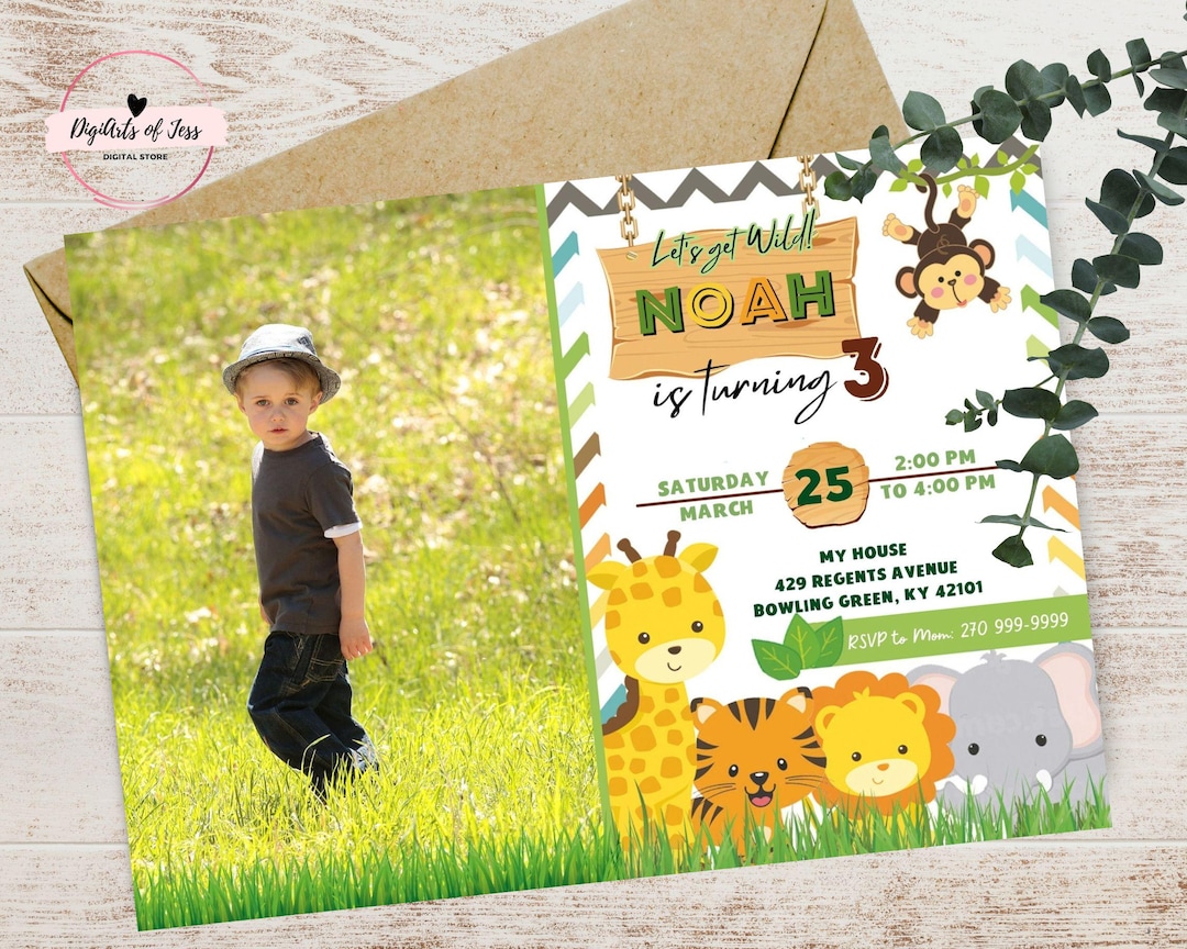 Editable Safari Invitation | Safari Birthday Invitation Template ...