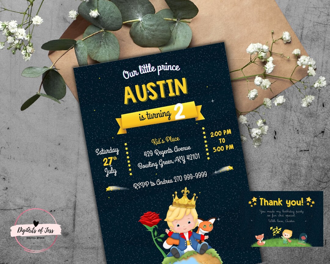 Princess Invitation Little Prince | Birthday Invitation Little Prince ...