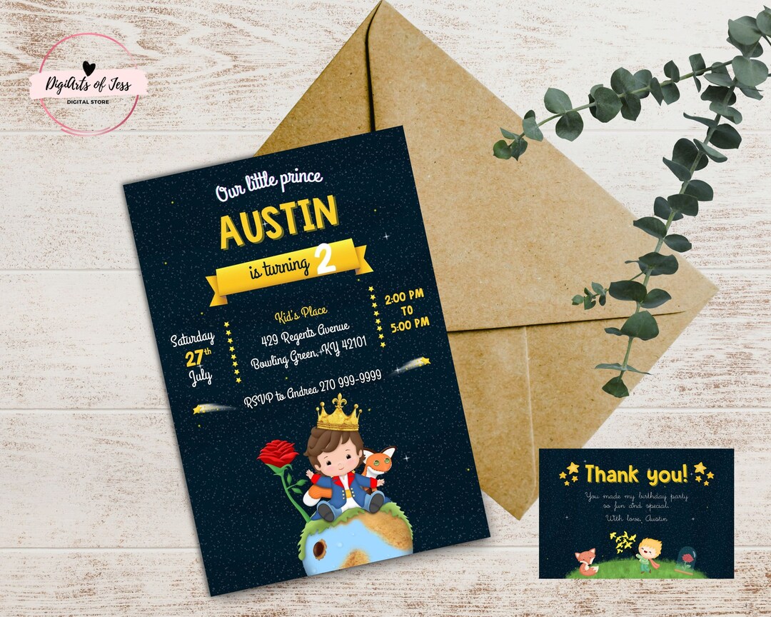 Princess Invitation Little Prince | Birthday Invitation Little Prince ...